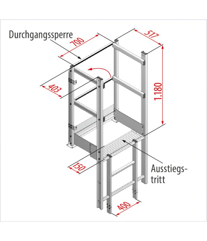 Hymer 54054 Exit With Handrails for Fixed Ladders - Murdoch International
